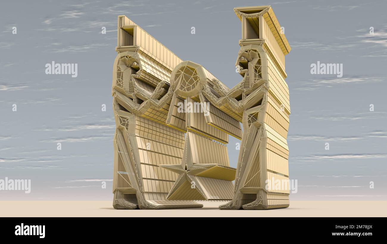3D Illustration of an architectural structure based on the Ancient ...