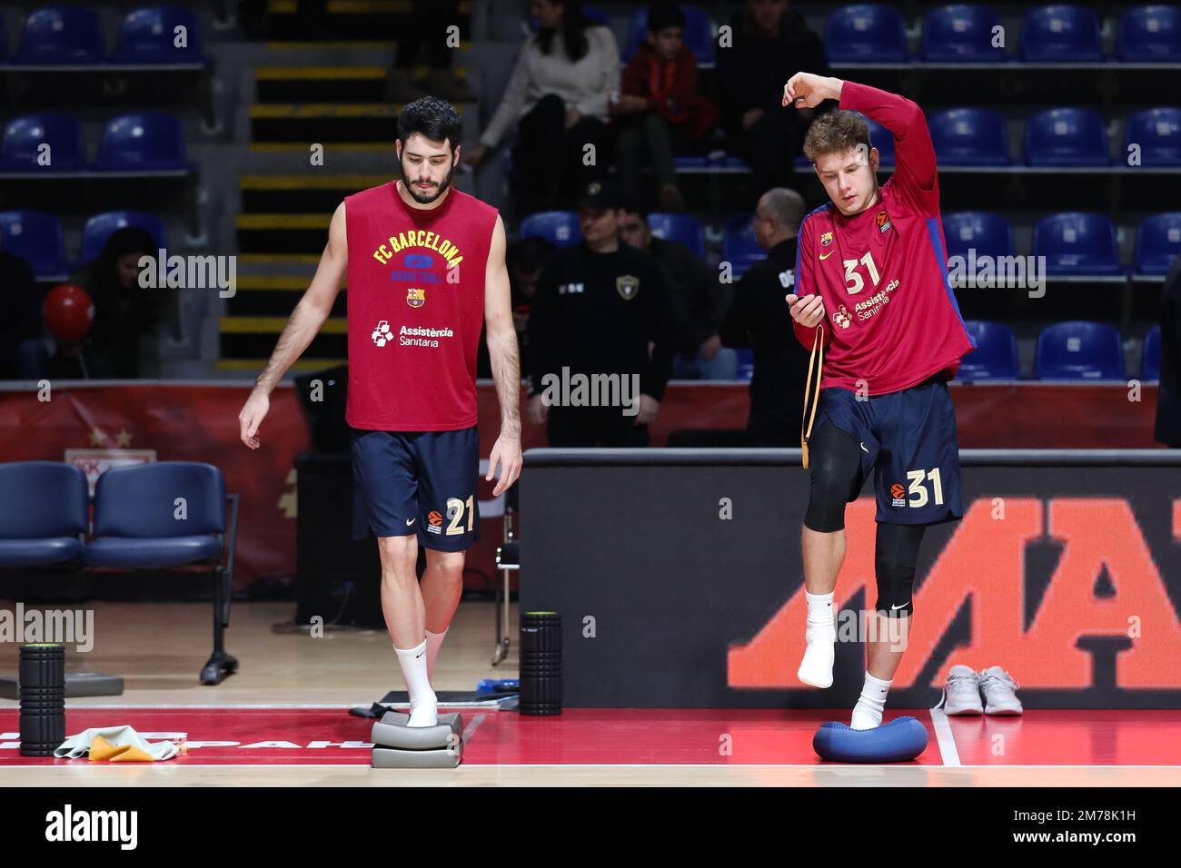 Belgrade, Serbia, 30 December 2022. Alex Abrines of FC Barcelona, Rokas ...