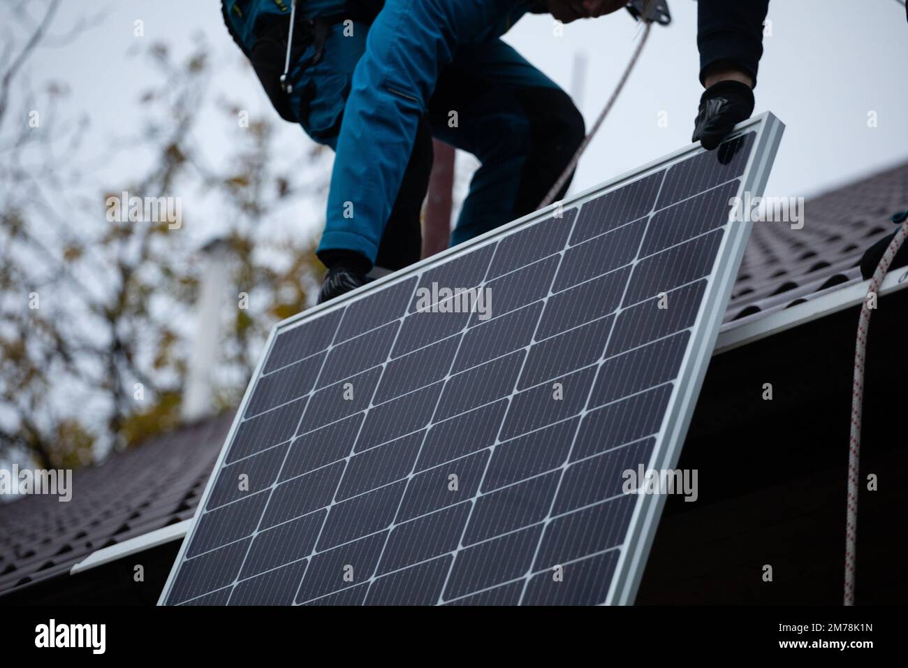 Installation of photovoltaic panels. Construction of the photovoltaic ...