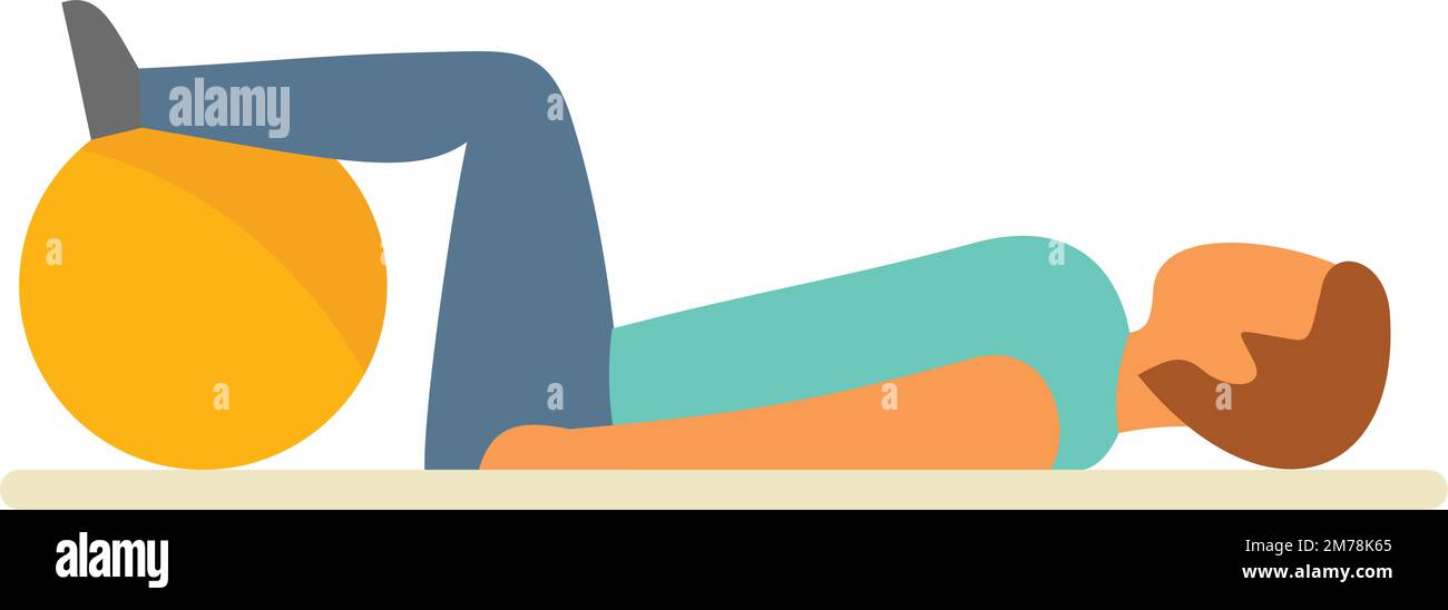 Ball patient icon flat vector. Doctor therapy. Rehab exercise isolated ...