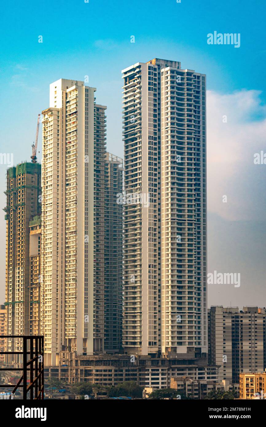 A vertical aerial view of modern downtown buildings in Mumbai, India ...