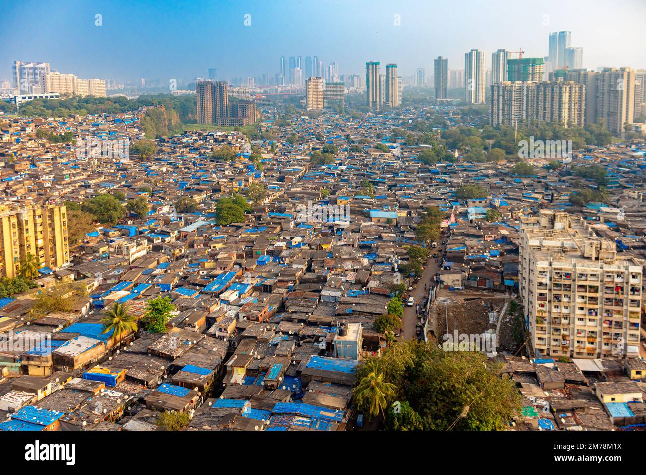 An aerial view of modern buildings and houses in Mumbai, India Stock ...