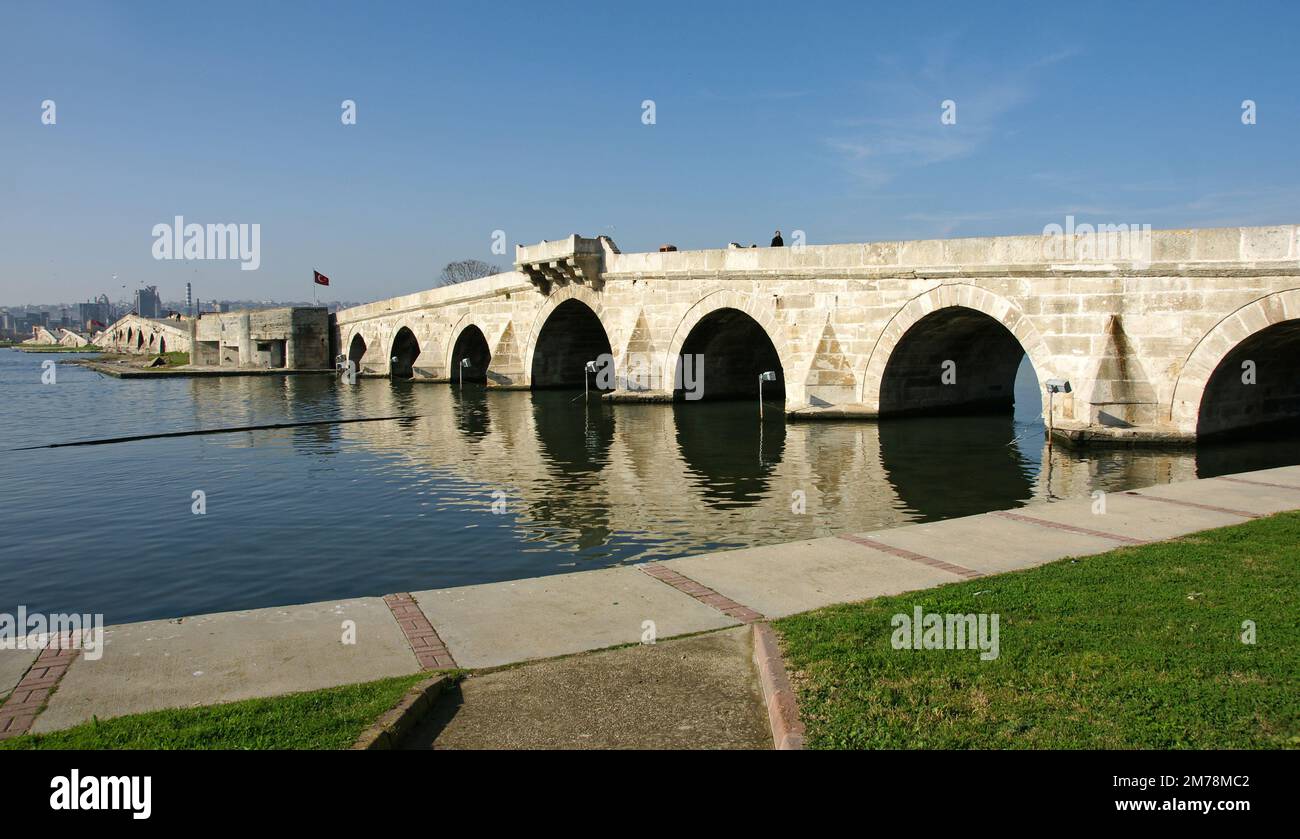 Kanuni Sultan Suleyman Bridge, located in Buyukcekmece, Turkey, was ...