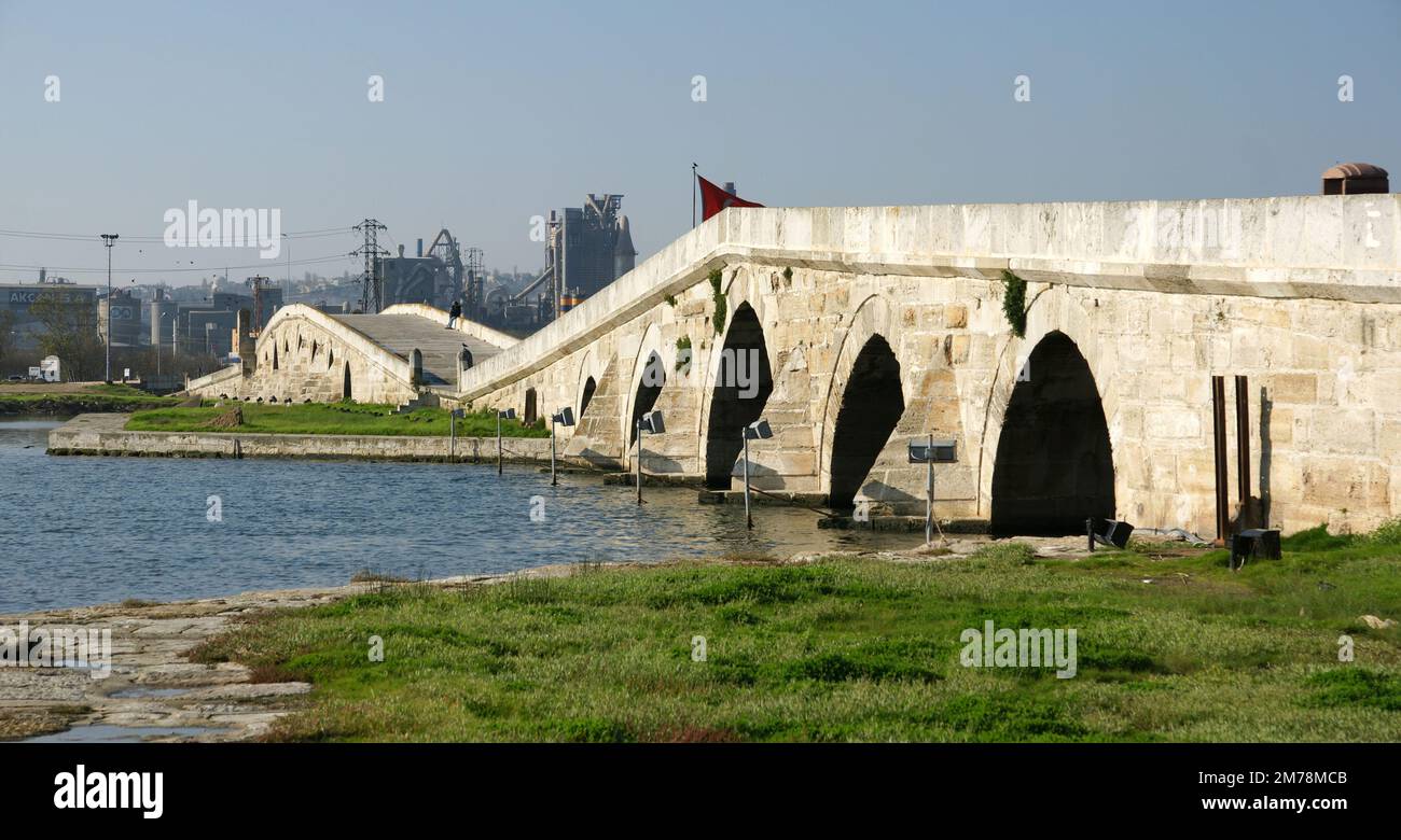 Kanuni Sultan Suleyman Bridge, located in Buyukcekmece, Turkey, was ...