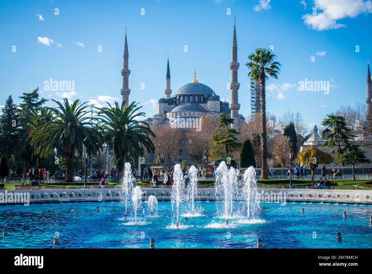 The bold blue fountain, lurking being is the historical Blue Mosque of ...