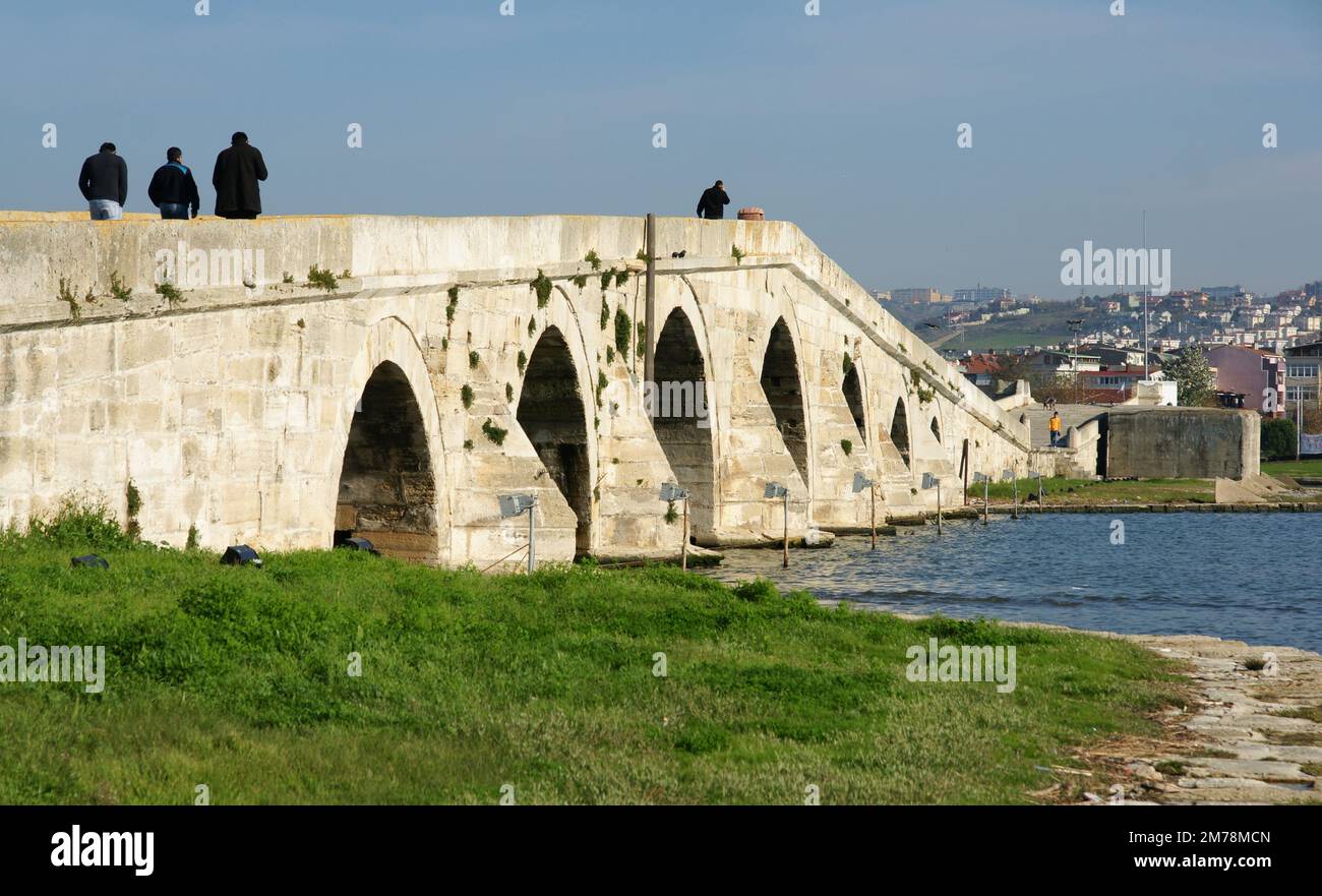 Kanuni Sultan Suleyman Bridge, located in Buyukcekmece, Turkey, was ...
