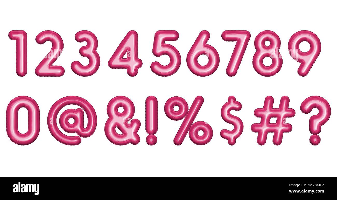 Number symbols Viva Magenta color balloons realistic. Inflatable 123 ...