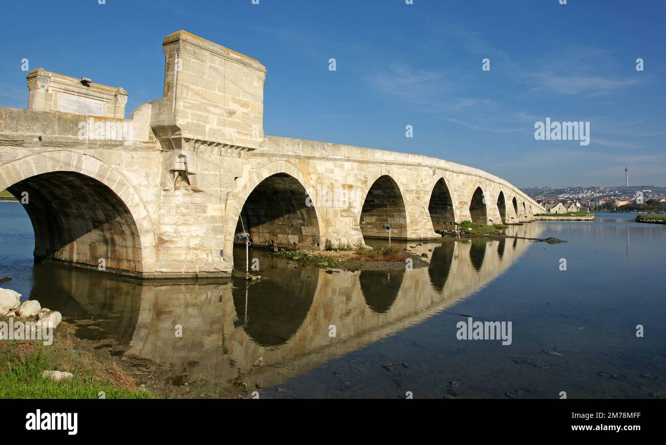 Kanuni Sultan Suleyman Bridge, located in Buyukcekmece, Turkey, was ...