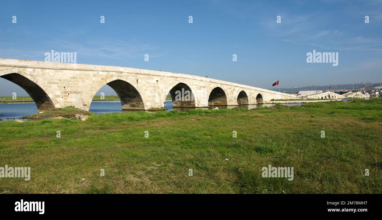 Kanuni Sultan Suleyman Bridge, located in Buyukcekmece, Turkey, was ...