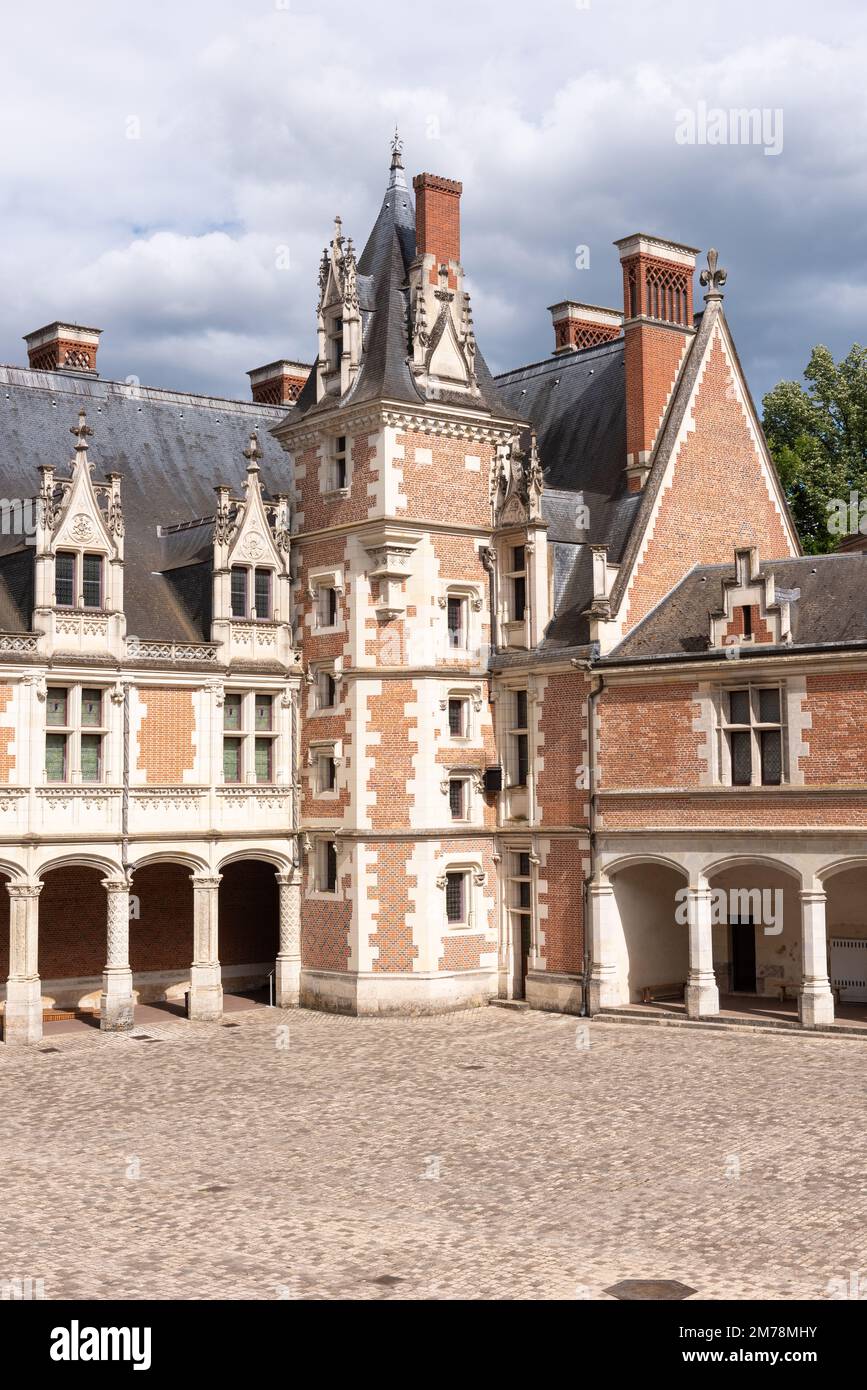 Courtyard of the Royal Castle of Blois with gothic style part of Louis ...