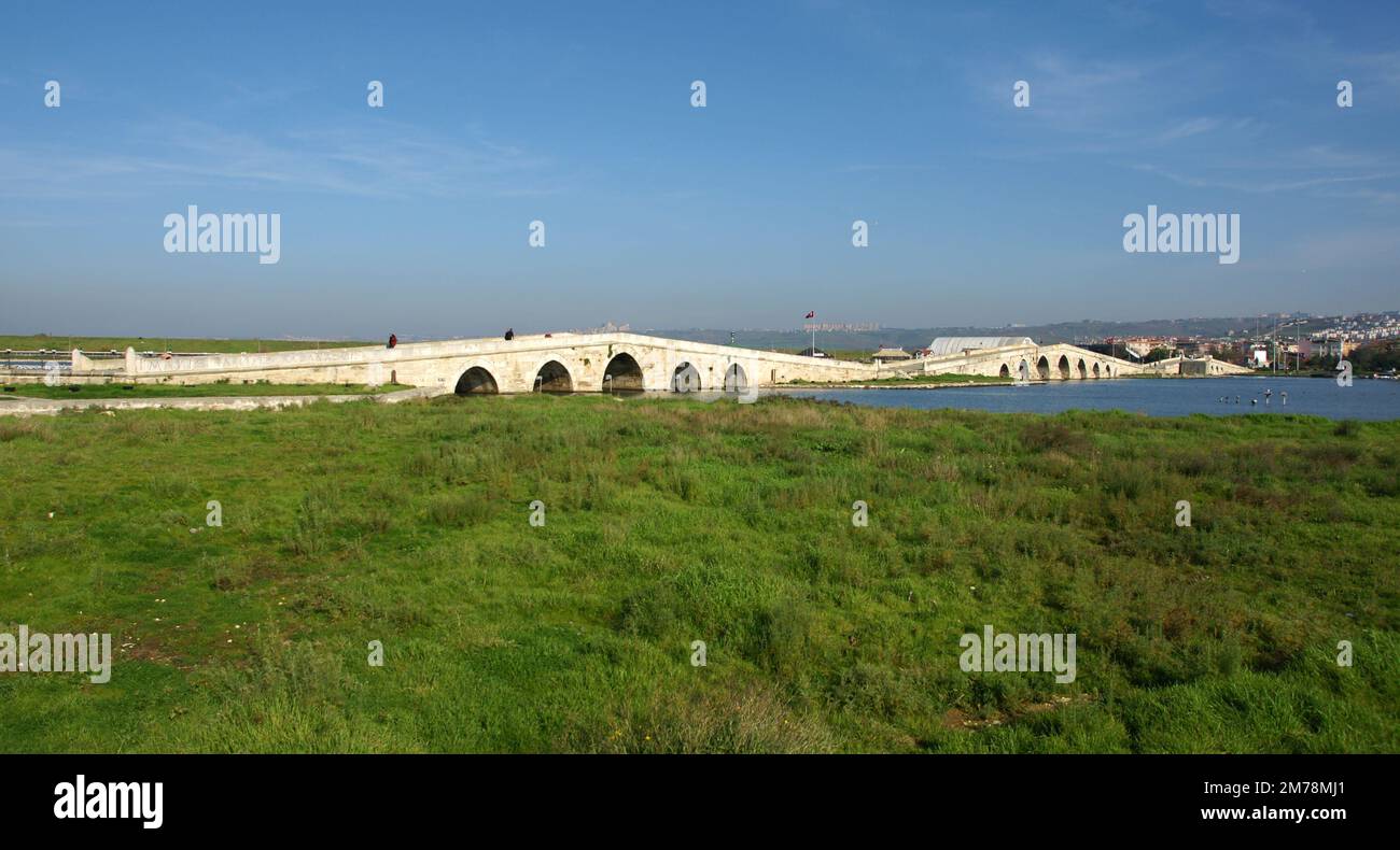 Kanuni Sultan Suleyman Bridge, located in Buyukcekmece, Turkey, was ...