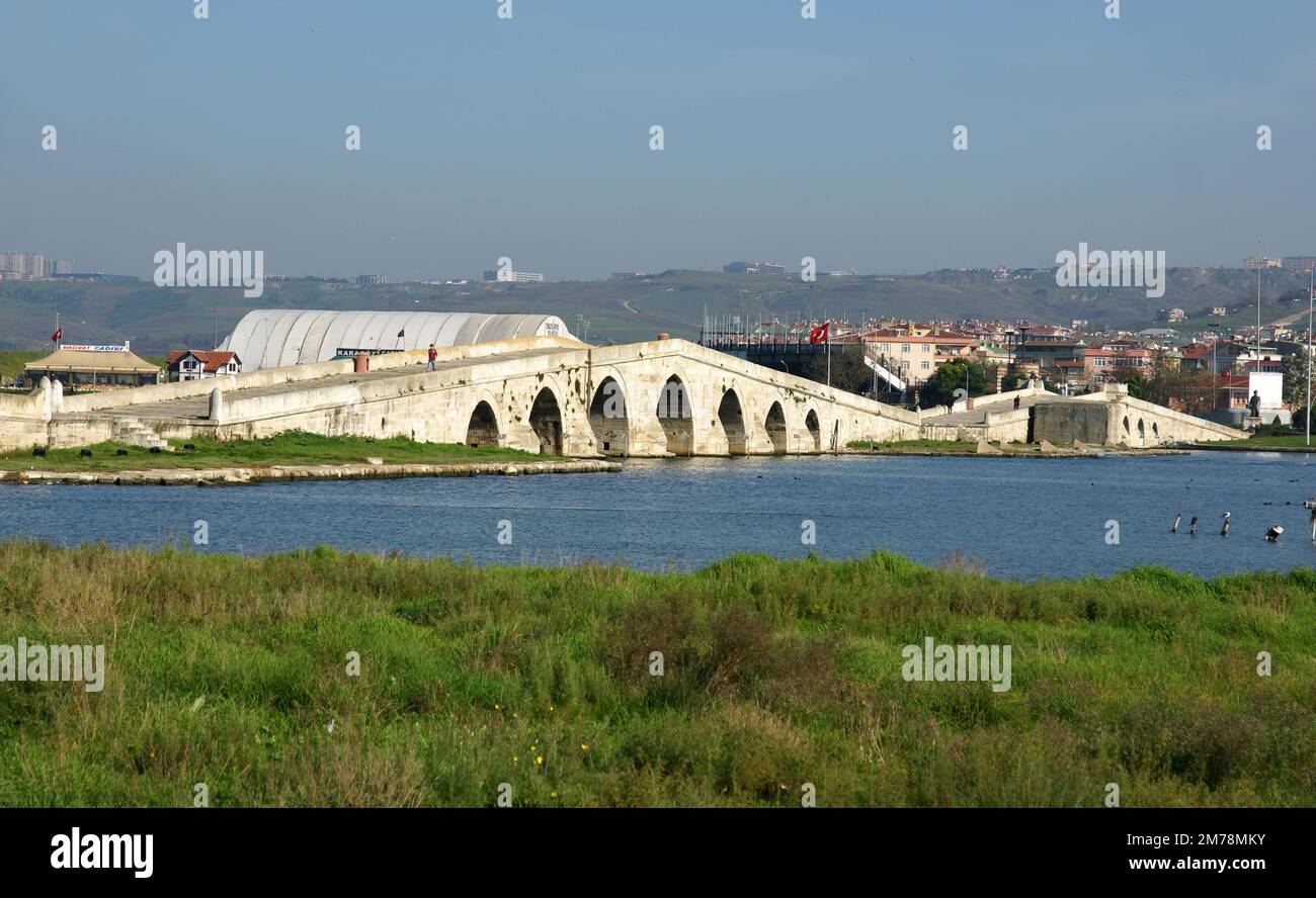 Kanuni Sultan Suleyman Bridge, located in Buyukcekmece, Turkey, was ...