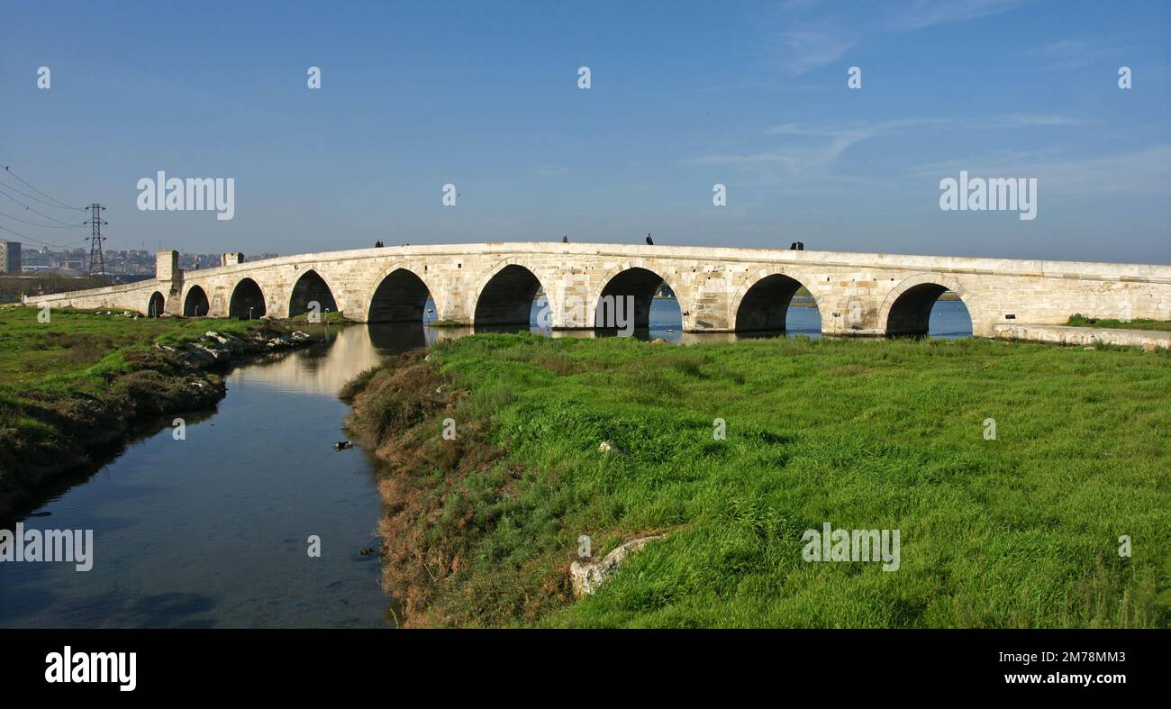 Kanuni Sultan Suleyman Bridge, located in Buyukcekmece, Turkey, was ...