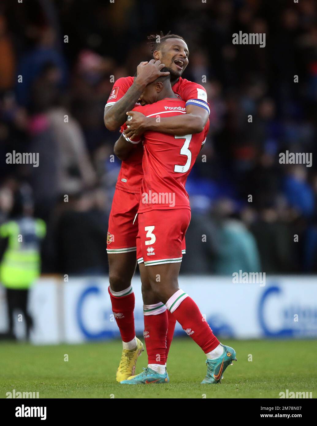 Walsall's Donervon Daniels (left) and Liam Gordon celebrate the win ...