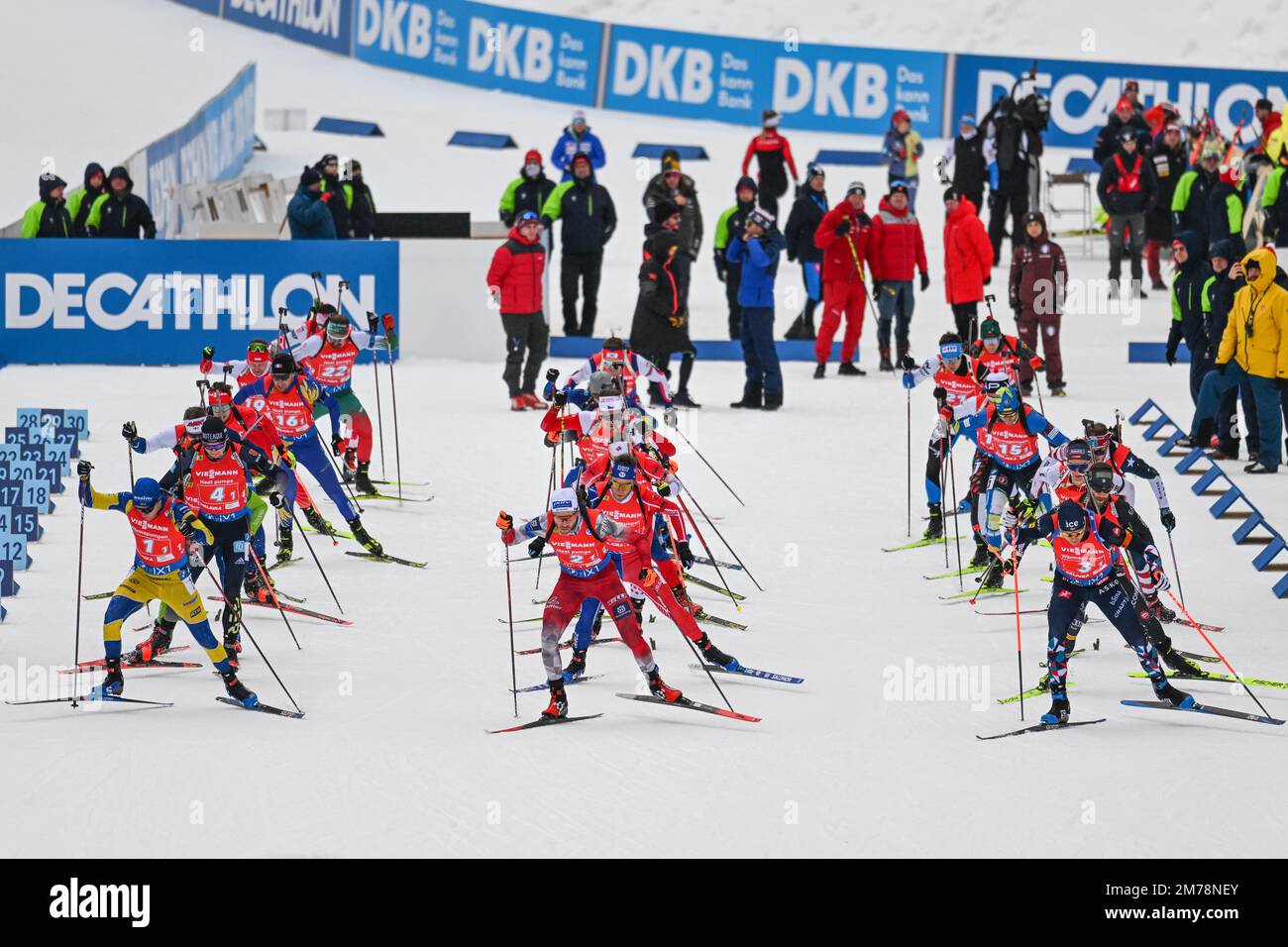 Mass start during the BMW IBU Biathlon World Cup Single Mixed Relay (M ...