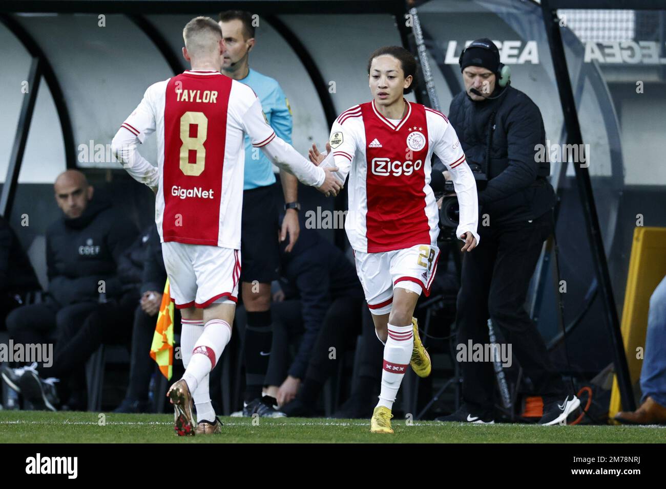 NIJMEGEN - (lr) Kenneth Taylor of Ajax, Kian Fitz-Jim of Ajax during ...