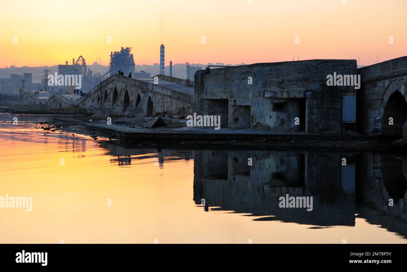 Kanuni Sultan Suleyman Bridge, located in Buyukcekmece, Turkey, was ...
