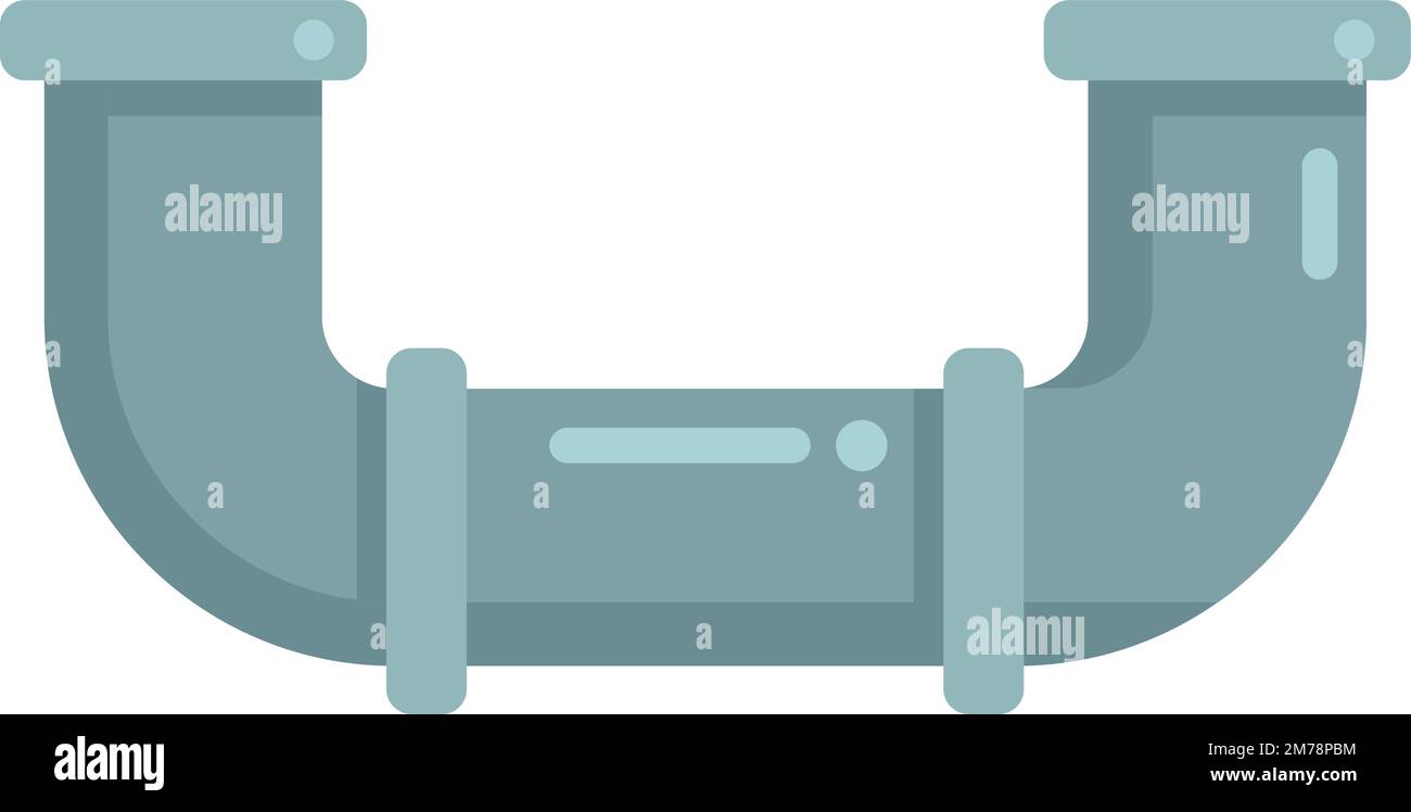 Pipe connection icon flat vector. Drain system. Industrial construction ...