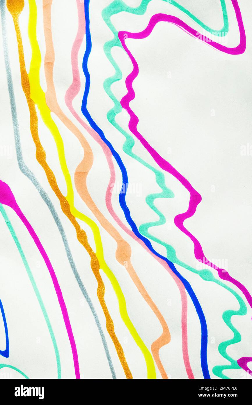 Colorful abstract scribble by felt-tip pen, handwritten lines by marker ...