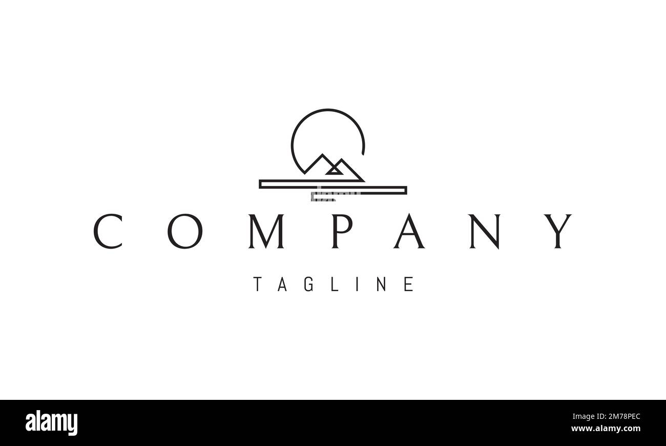 Vector logo on which an abstract image of two mountains and a river ...