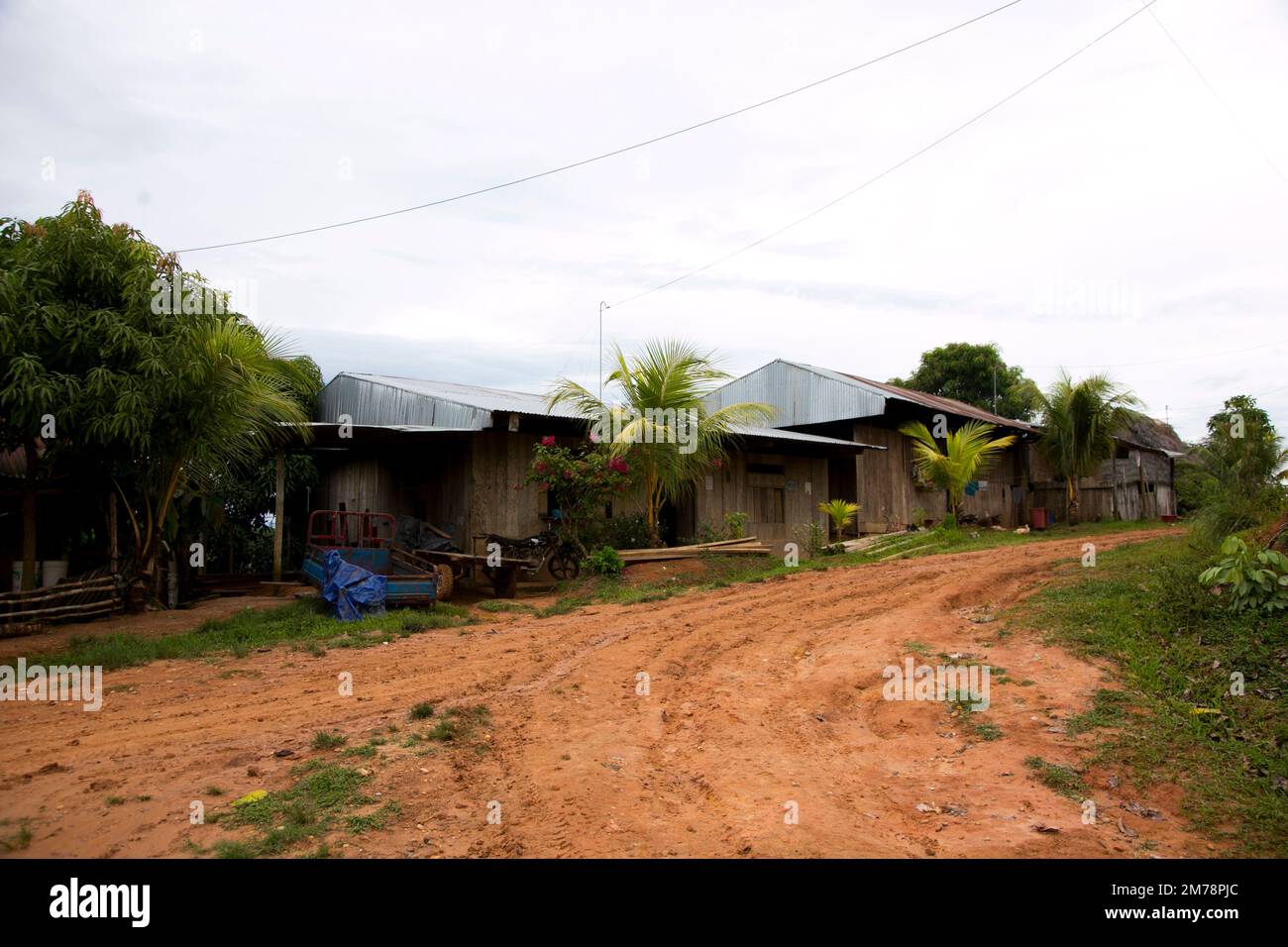 Views from the streets and houses in a town in the Amazonian region in ...