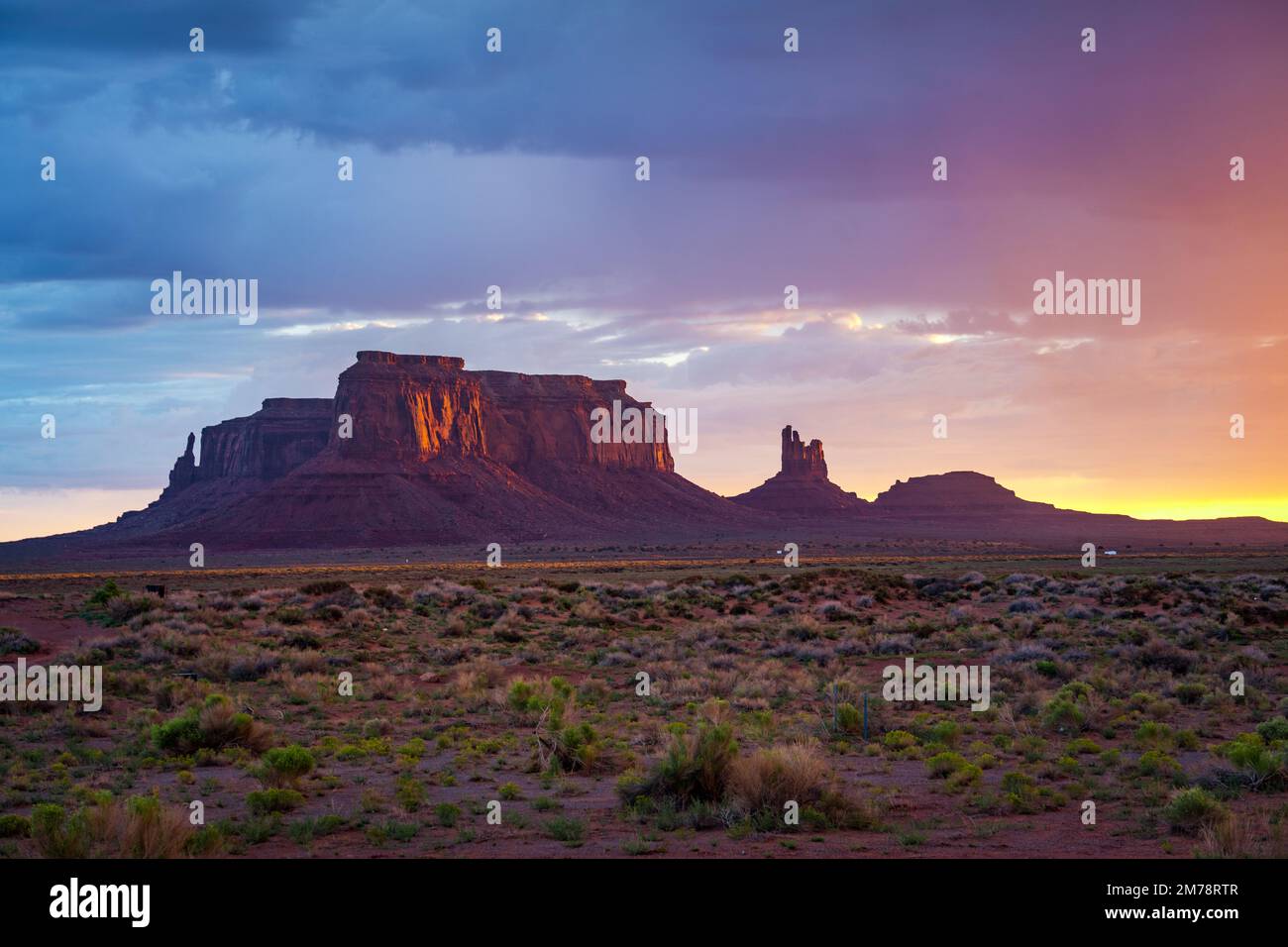 sunrise and rain over monument valley Stock Photo - Alamy