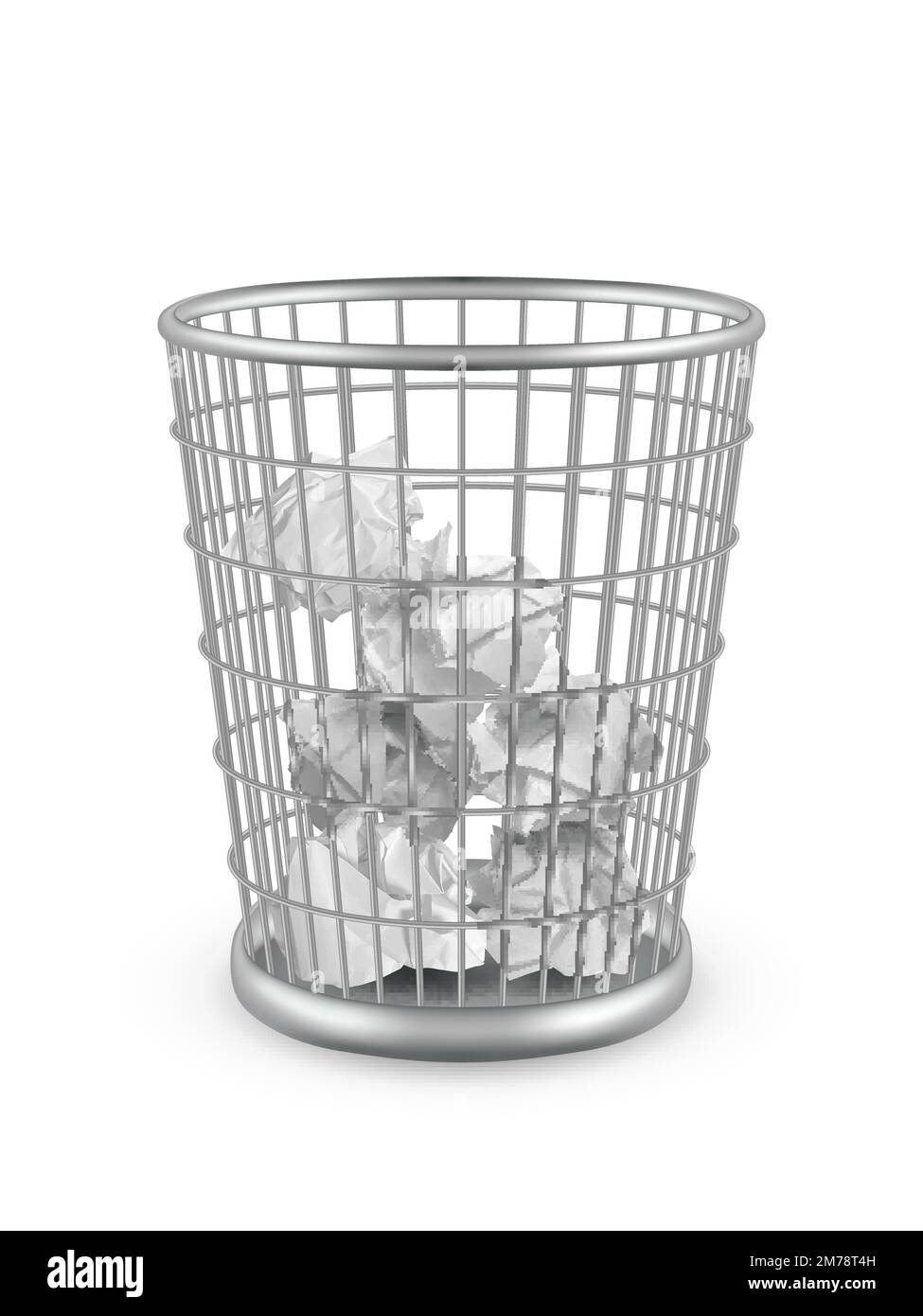 Office bucket. Realistic containers for cutting and damaged pieces of ...