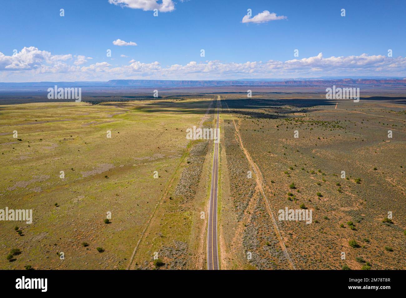aerial view of road in desert landscape Stock Photo - Alamy