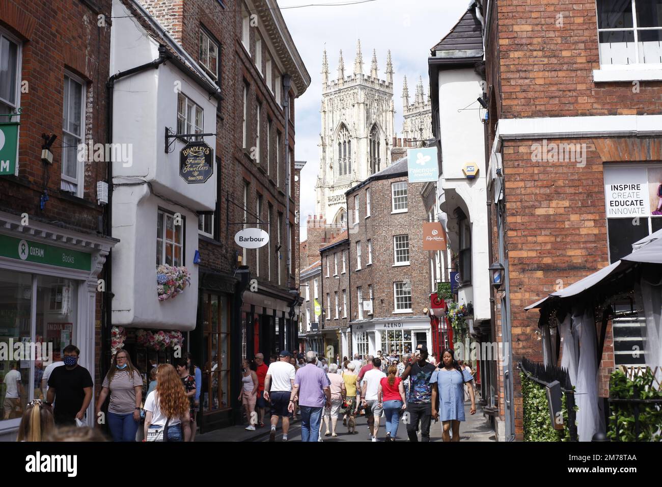 A beautiful shot of the historic Low Petergate in York city centre with ...