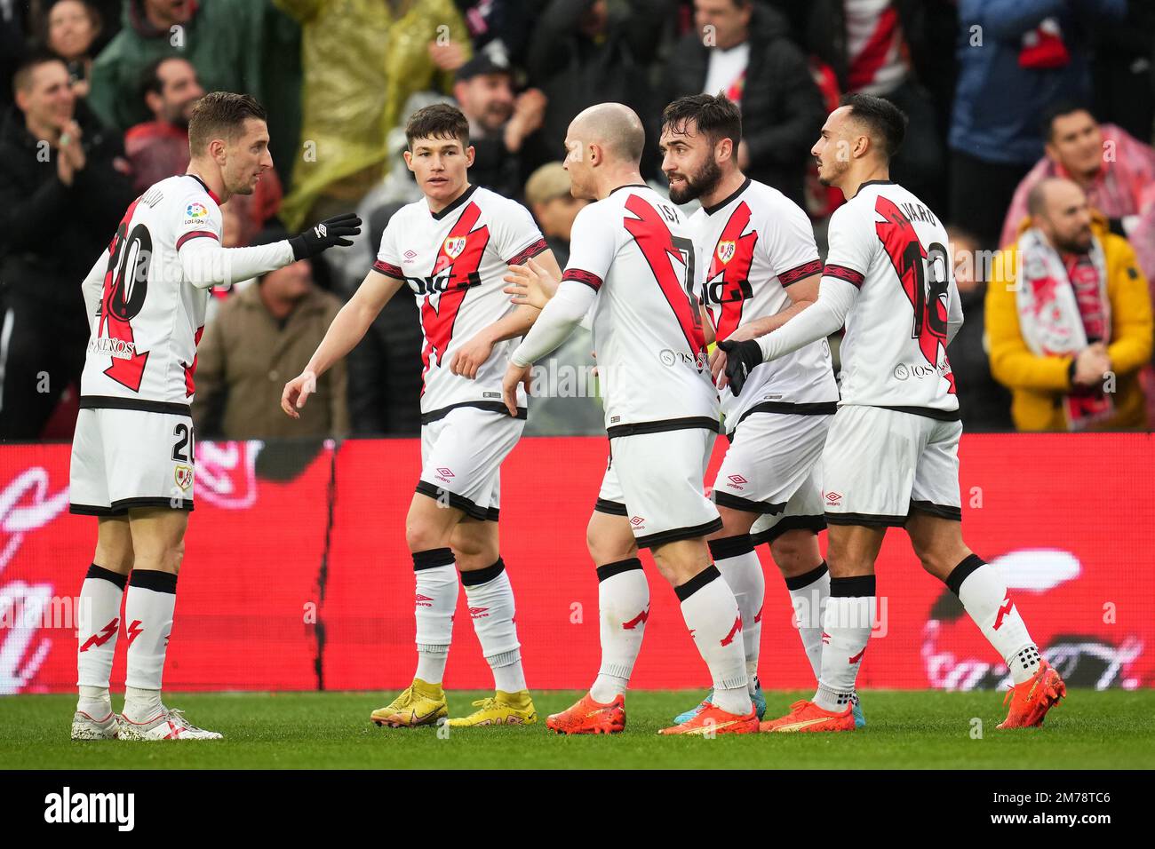 Sergio Camello of Rayo Vallecano celebrates after scoring the 1-1 ...