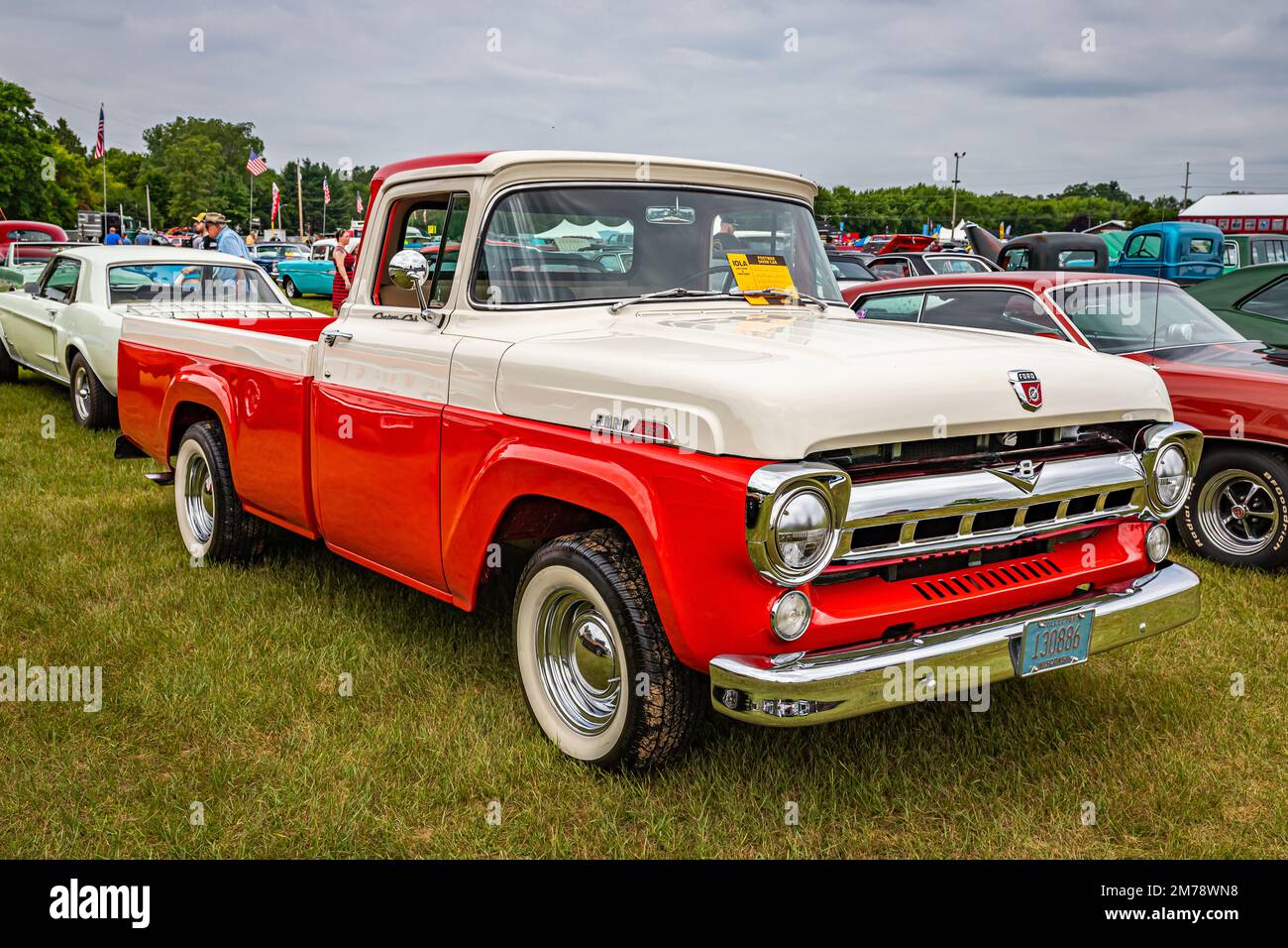 Iola, WI - July 07, 2022: High perspective front corner view of a 1957 ...