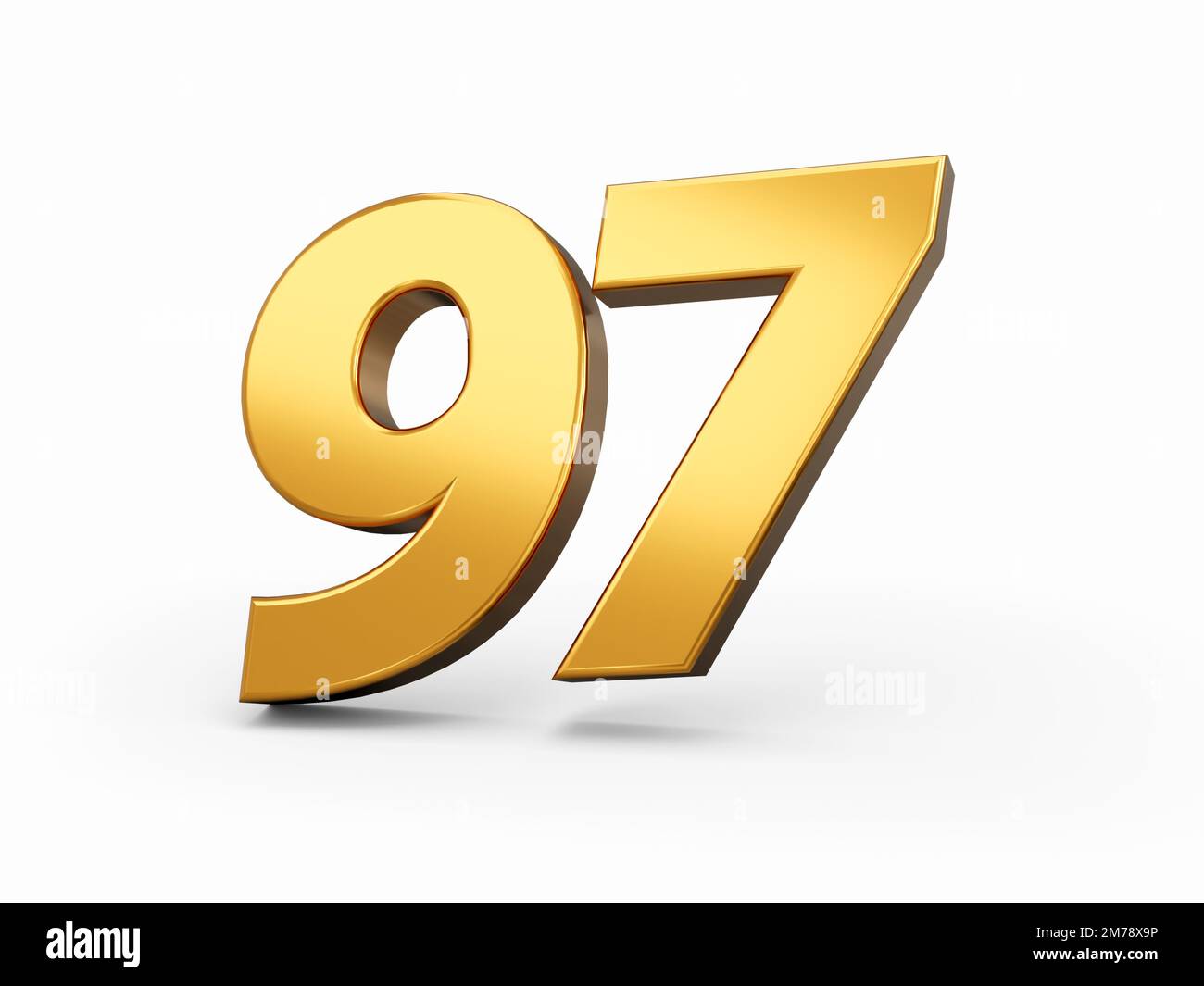 A 3D render of golden 97 digits isolated on a white background Stock ...