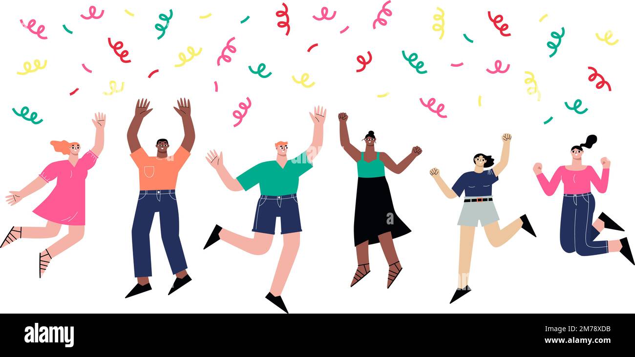 Young diverse people joyful Stock Vector Images - Alamy