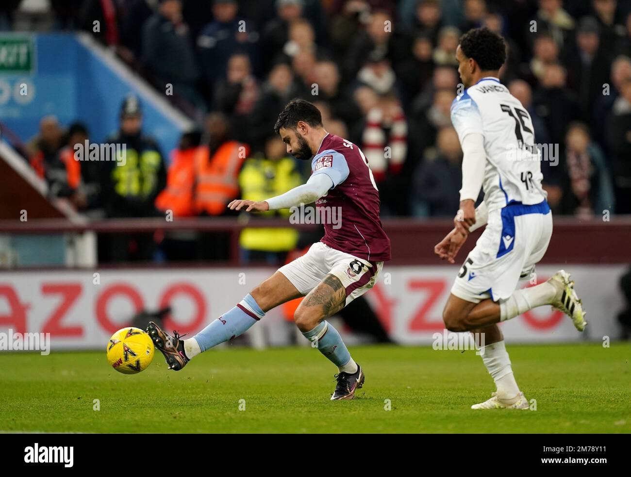 Aston Villa's Morgan Sanson scores their side's first goal of the game ...