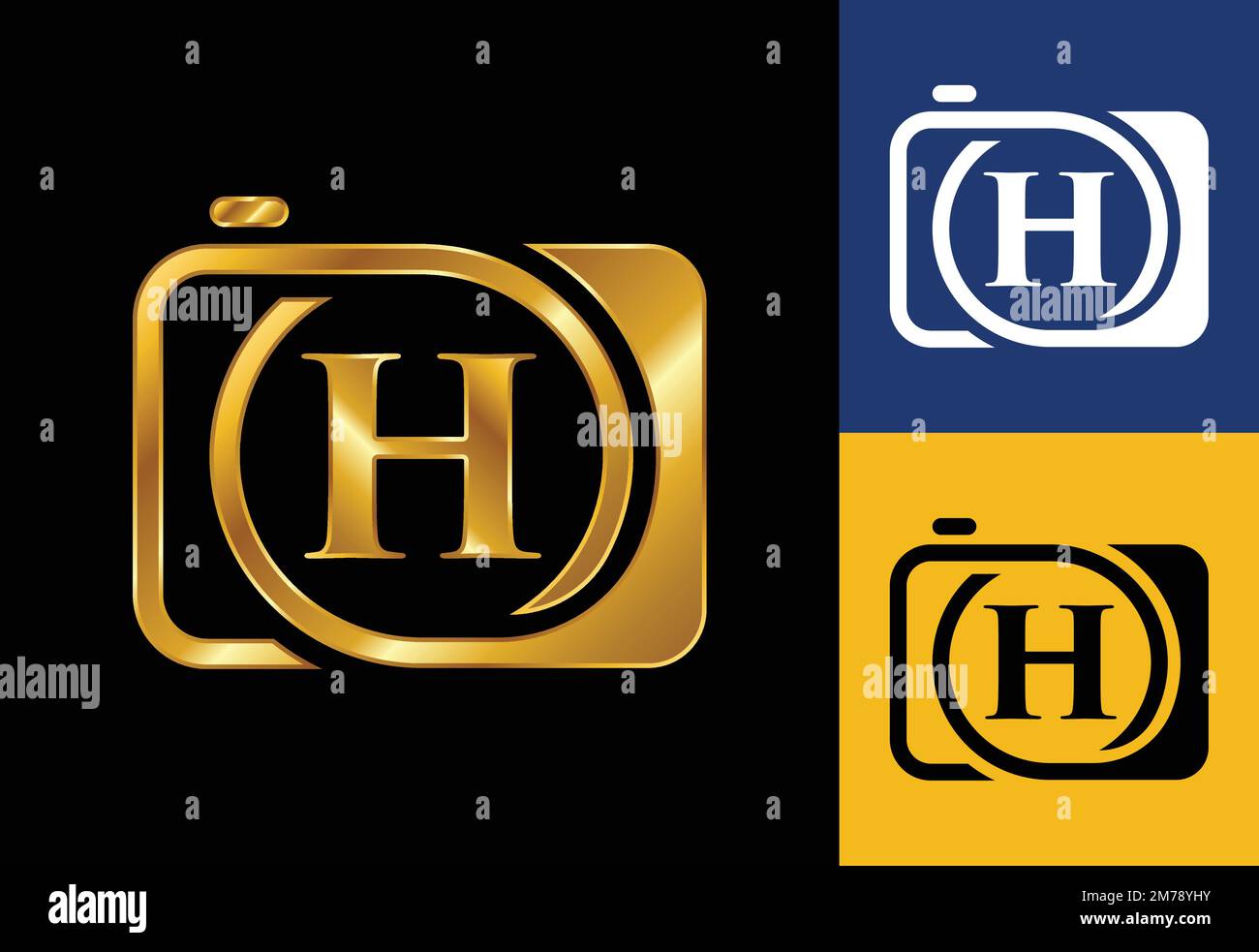 Initial H monogram letter with a camera icon. Logo for photography ...