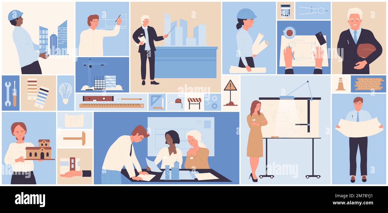 Collage construction worker Stock Vector Images - Alamy