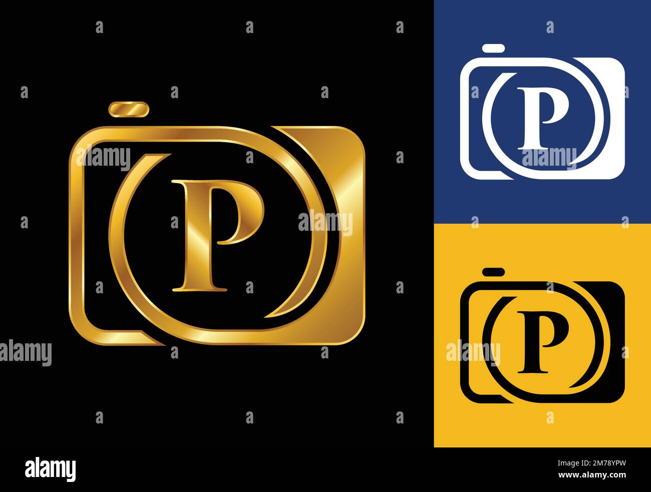Initial P monogram letter with a camera icon. Logo for photography ...