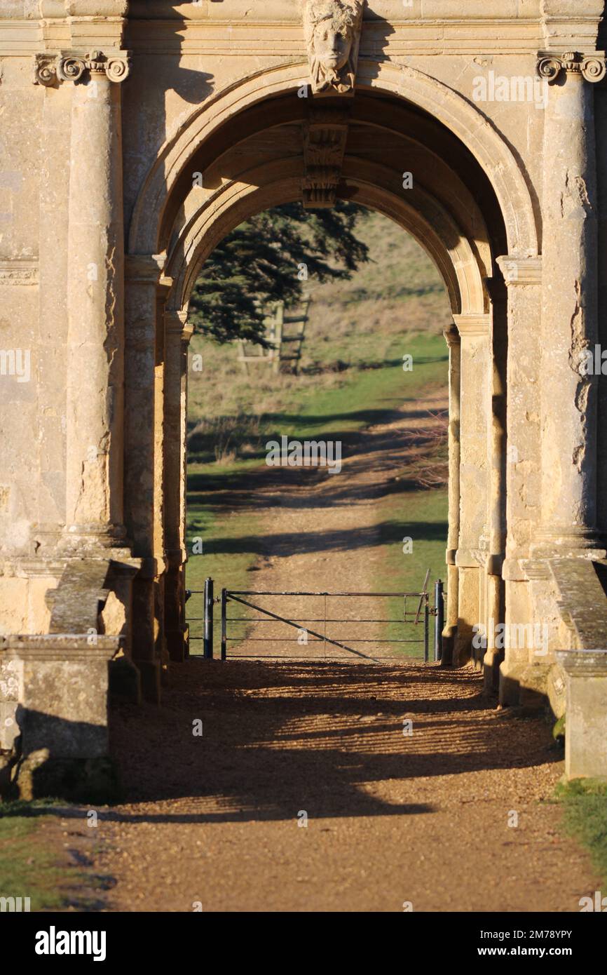 An old historic stone arch with columns under sunlight Stock Photo - Alamy