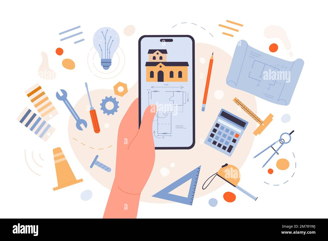Development of architecture project vector illustration. Cartoon ...
