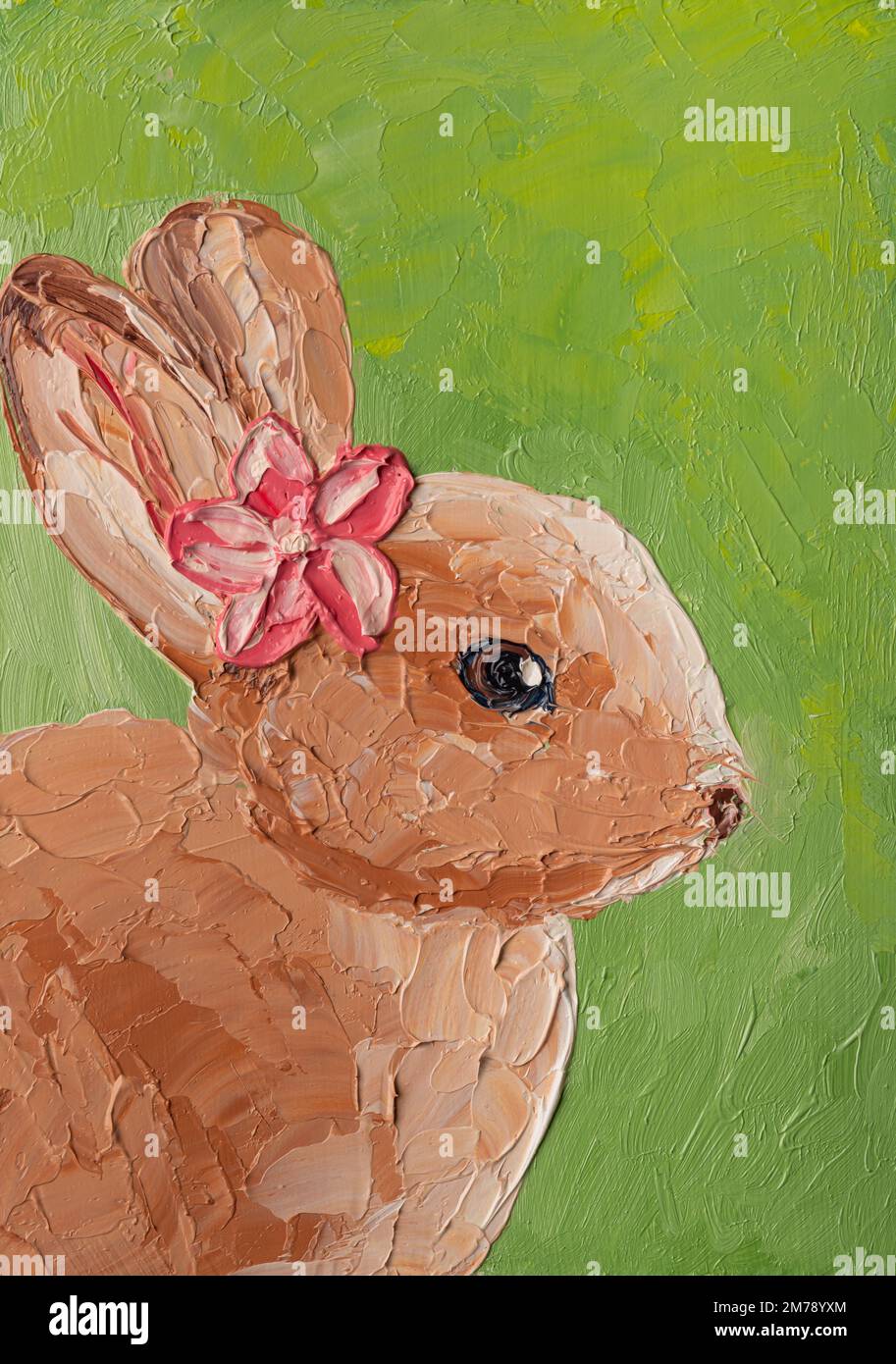 Cute Brown Bunny, oil painting Stock Photo - Alamy