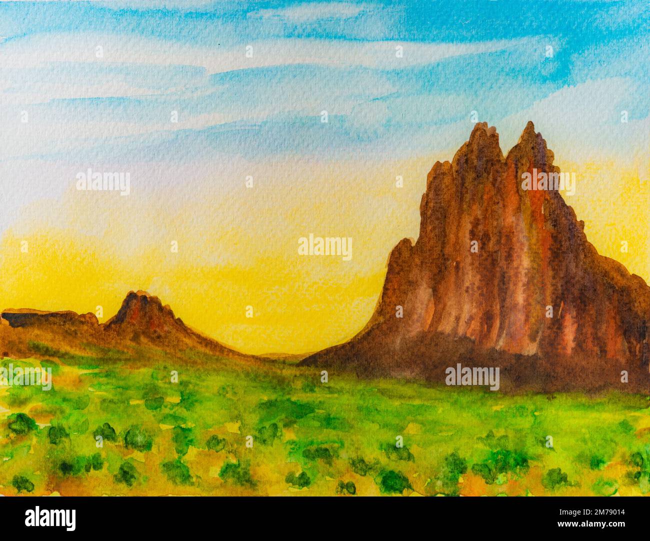 Ship Rock, New Mexico. Watercolor painting Stock Photo - Alamy