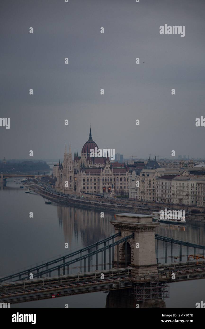 A beautiful vertical view of Hungarian Parliament Building Stock Photo ...