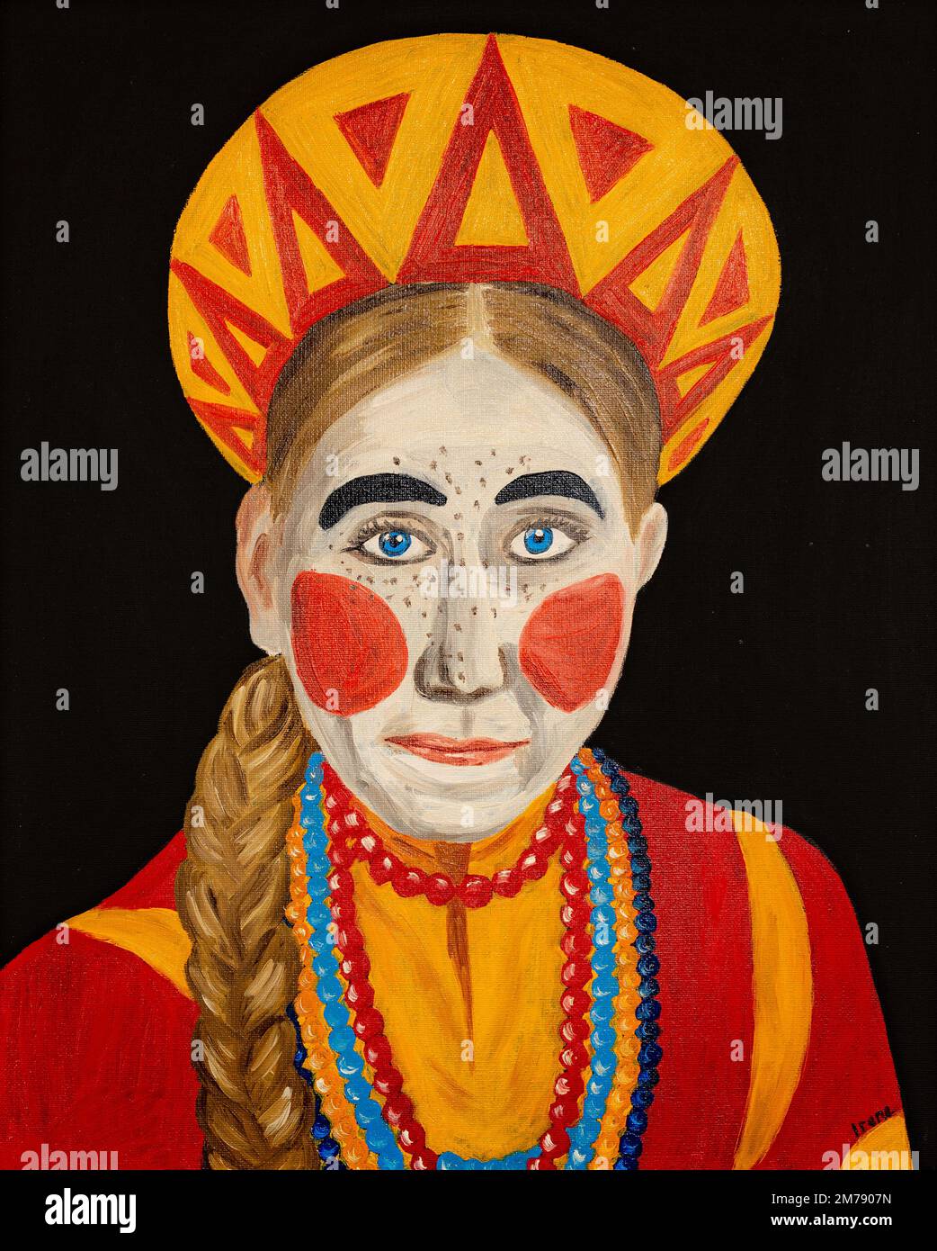 Russian style woman portrait, oil painting Stock Photo - Alamy