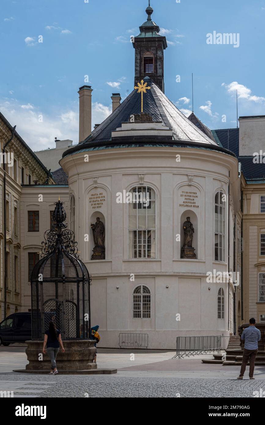 Tower in the courtyard of the Czech presidential headquarters Stock ...