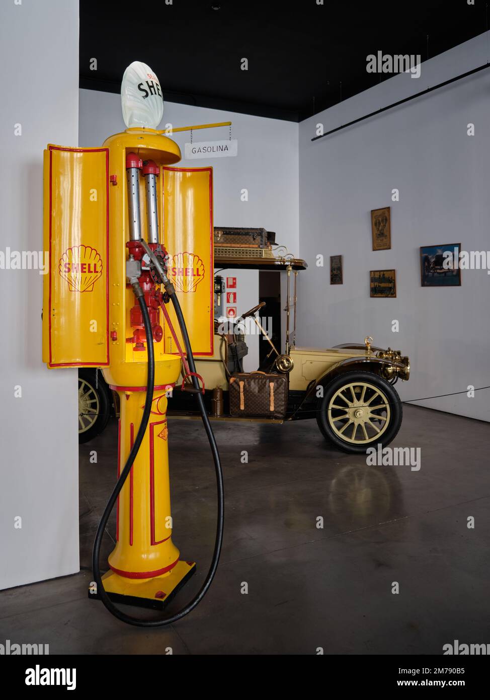 Old shell petrol pump at automobile museum of Málaga, Spain Stock Photo ...