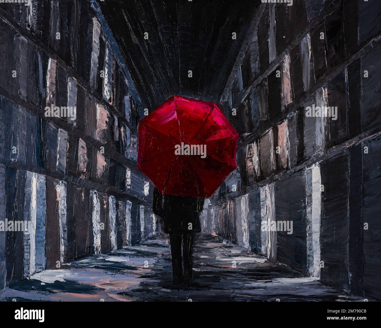 Abstract rainy cityscape oil painting original Stock Photo - Alamy