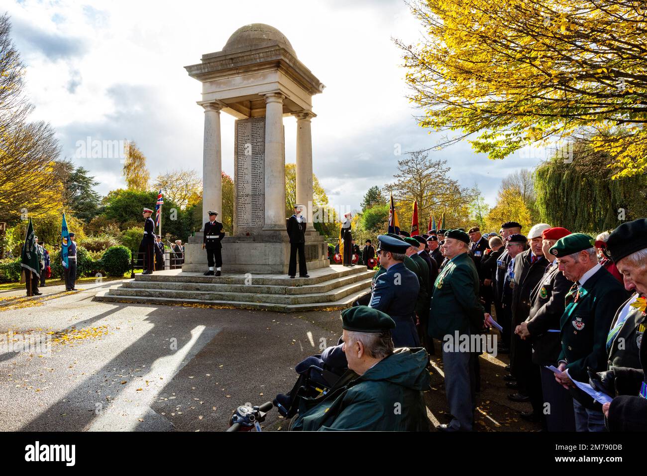Veterans gather during the Remembrance Day ceremony, Taunton Cenotaph ...