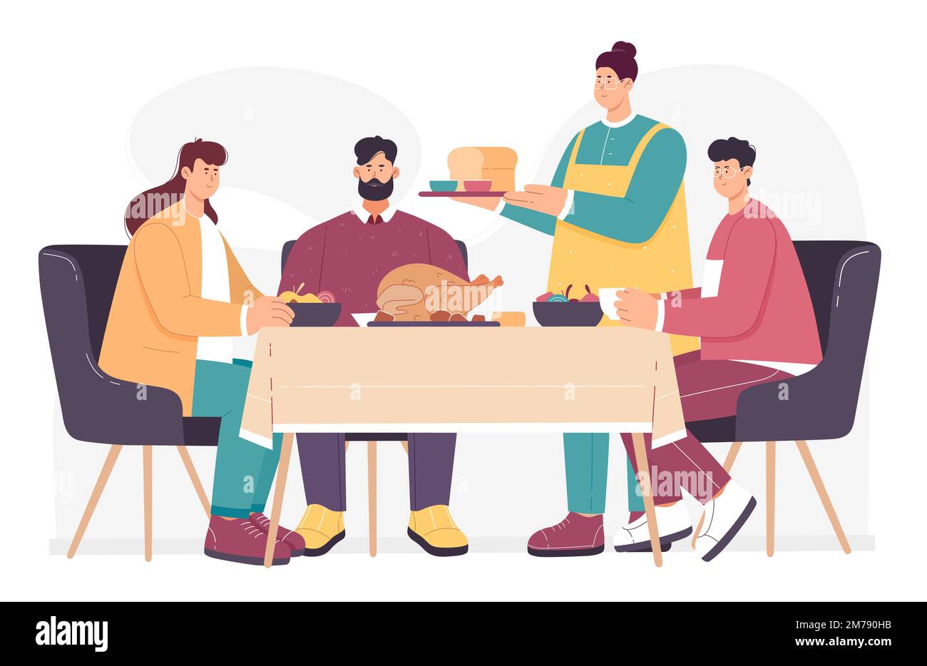 Father and children wife turkey Stock Vector Images - Alamy