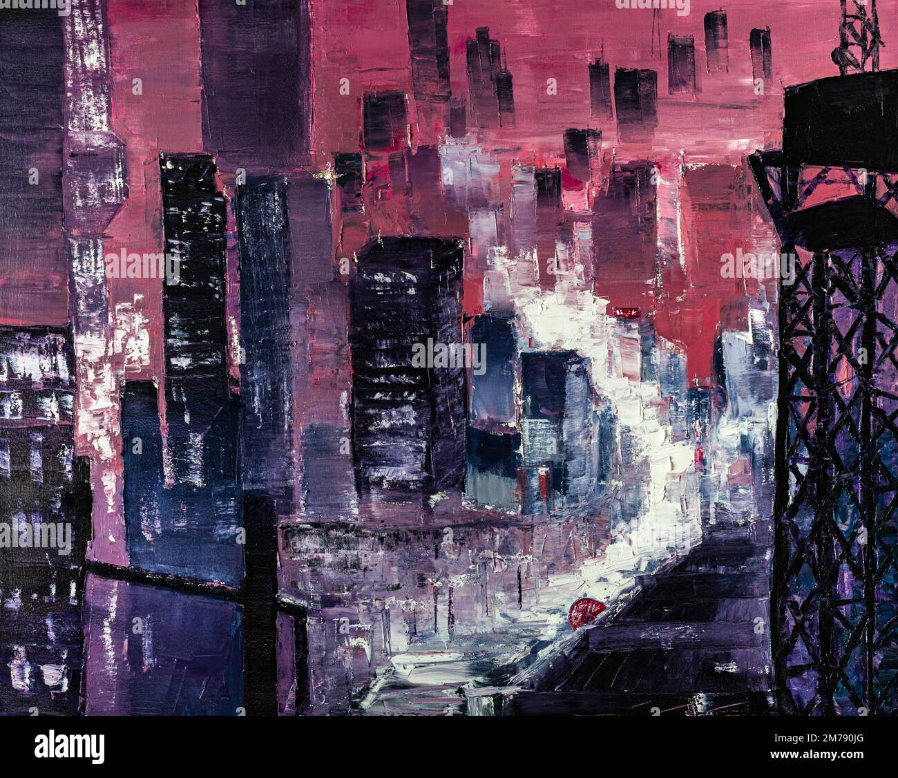 Tokyo cityscape oil painting on canvas Stock Photo - Alamy