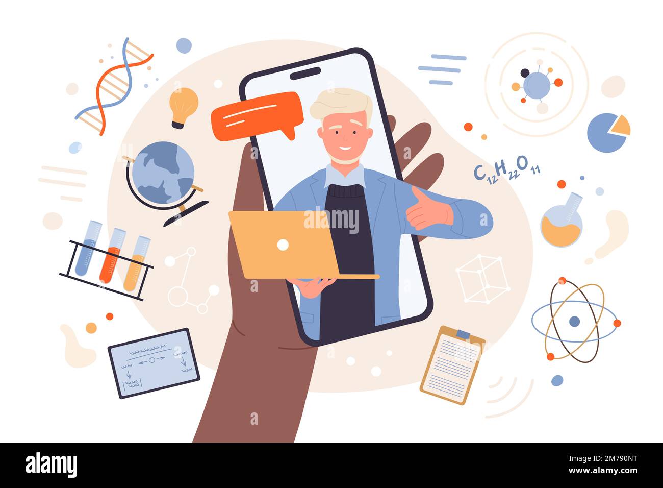 Online classes or courses, tutorials mobile app vector illustration ...